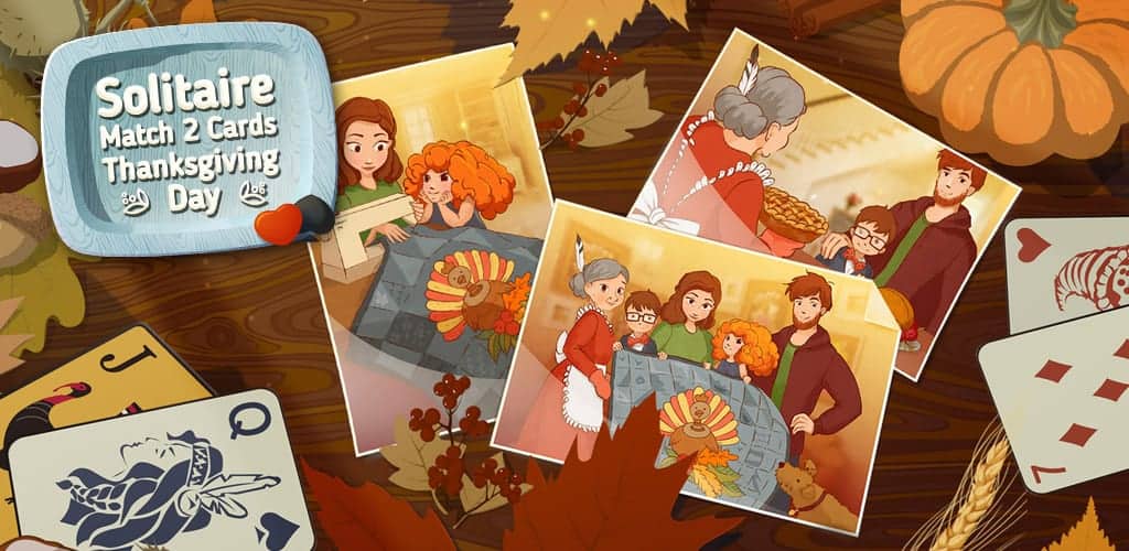 Solitaire Match 2 Cards - Thanksgiving Day - Freegamest By Snowangel
